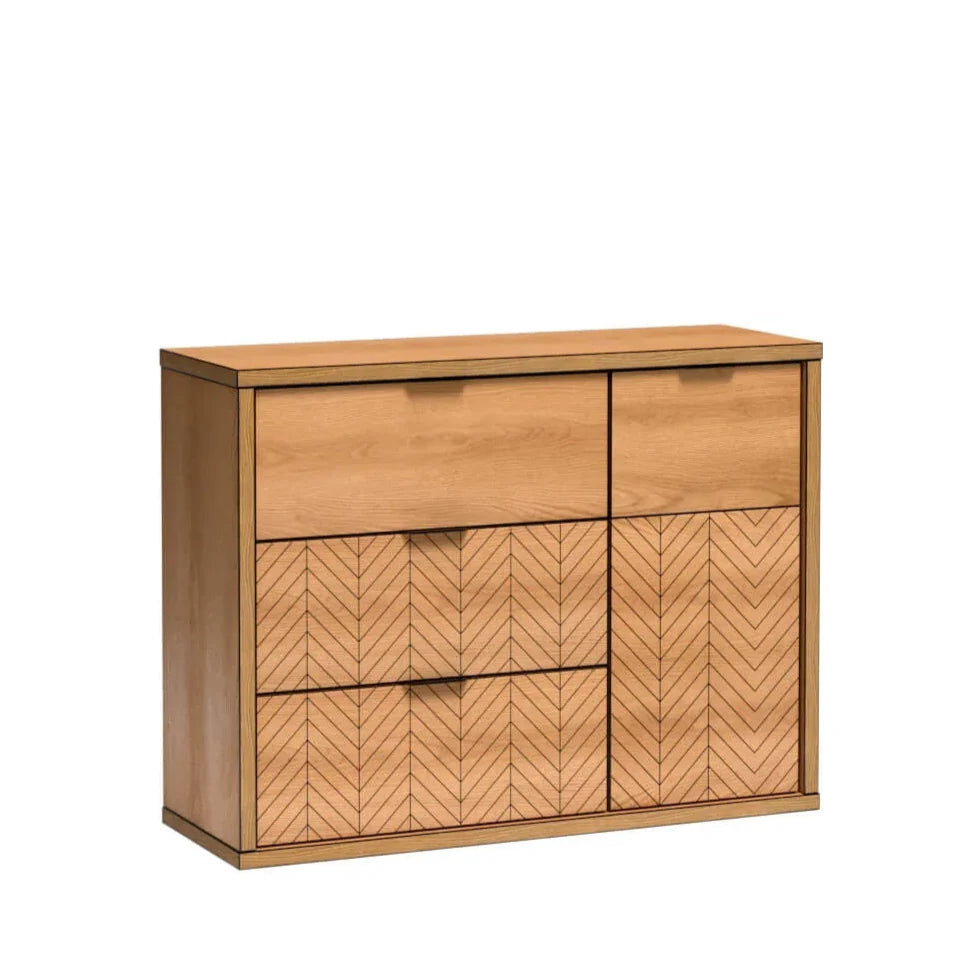 Commode, Buffet Fonctionnelle en Chêne Caramel avec Tiroirs et Armoire | Decora Home