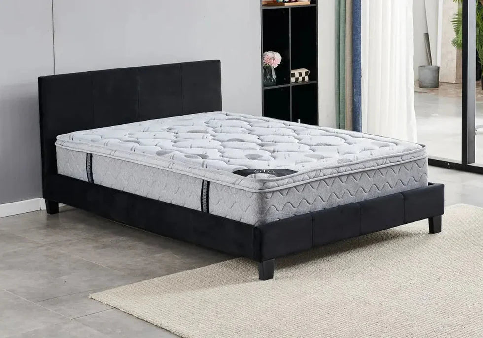 Lit Velours Bella 140x190 cm – Design Moderne et Élégant | Noir ou Taupe | Decora Home