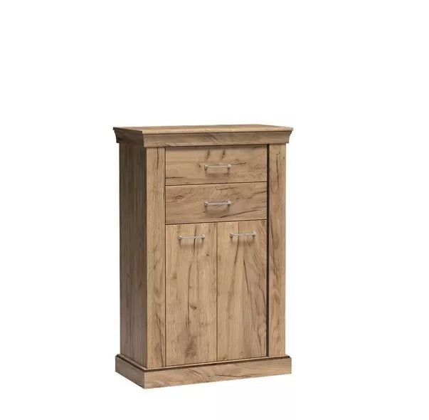 Commode, Buffet étroite avec deux tiroirs et étagères | Decora Home